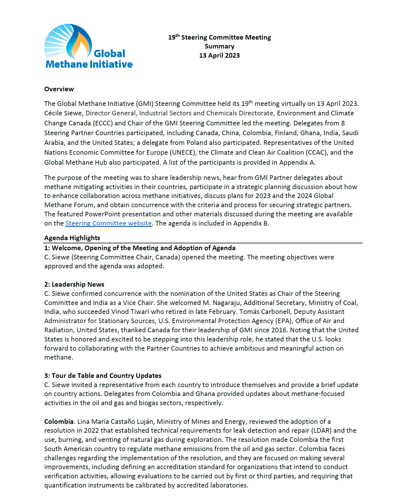 Steering - 13 April 2023 Steering Committee Meeting... | Global Methane ...